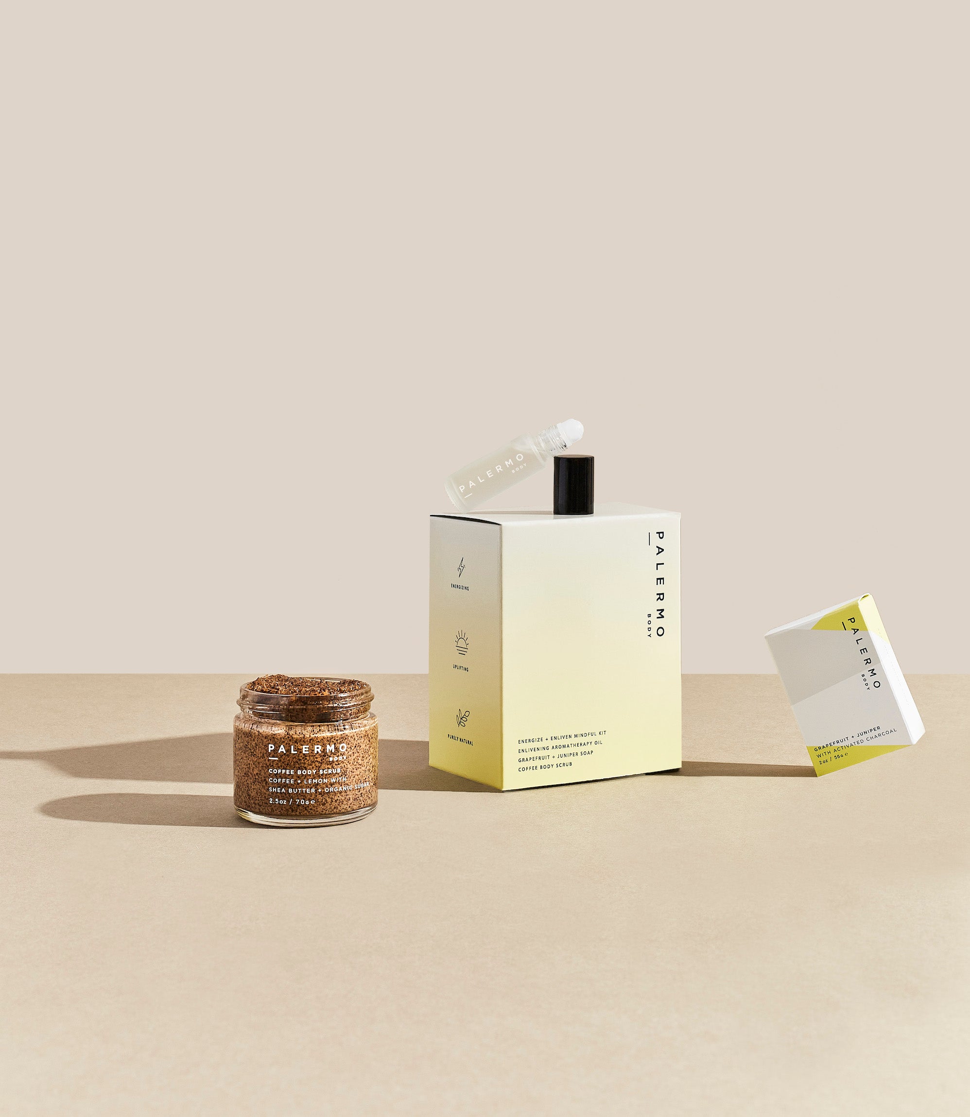 Palermo Body Energize + Enliven Mindful Kit: Coffee Body Scrub ...